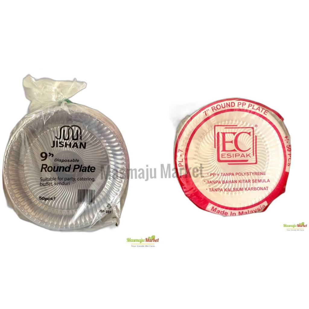 ( 50PCS ) 7'' & 9'' Round PP Plate / Disposable Plastic Plate & Pinggan ...