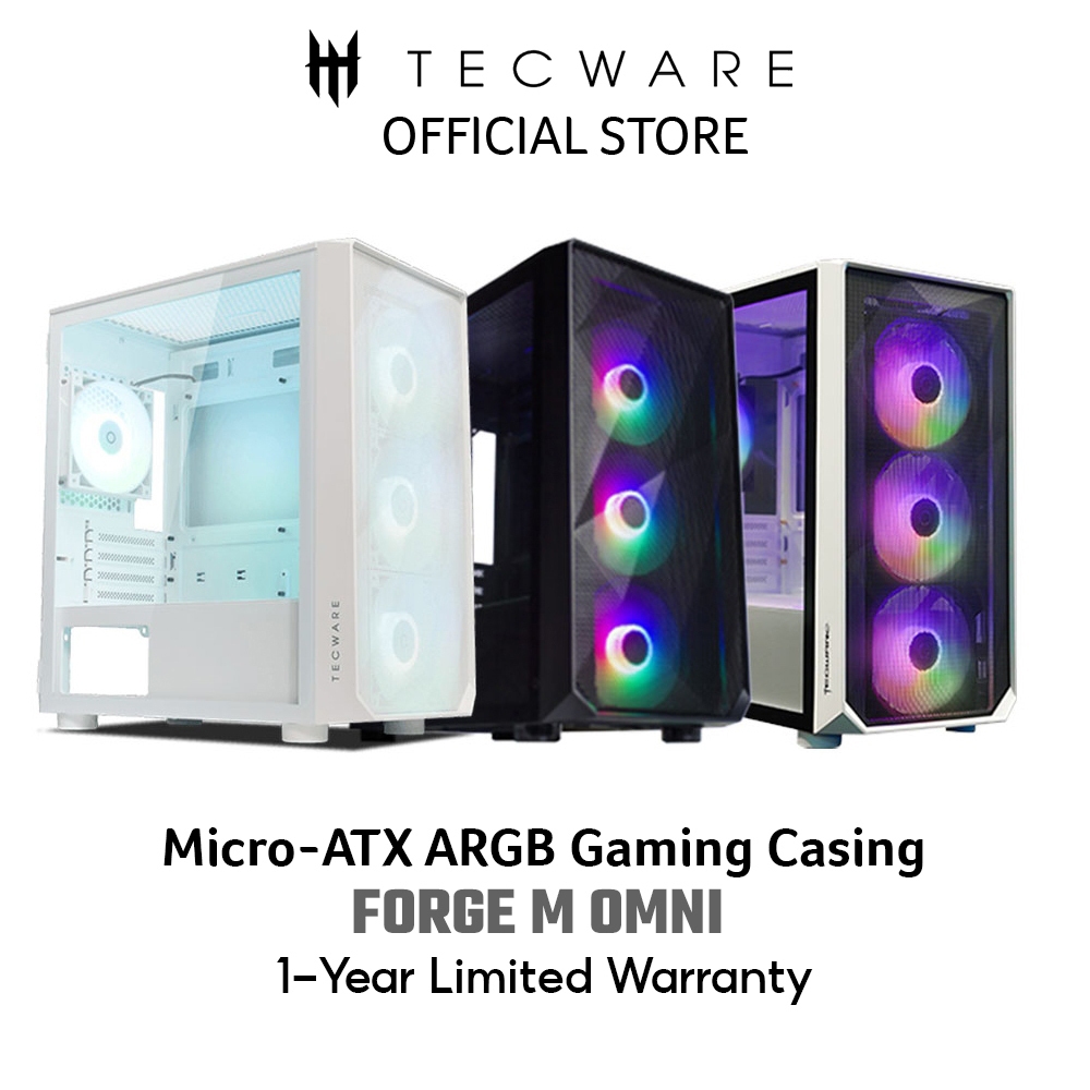 TECWARE FORGE M OMNI Micro-ATX ARGB GAMING PC CASE (CASING) - BLACK ...