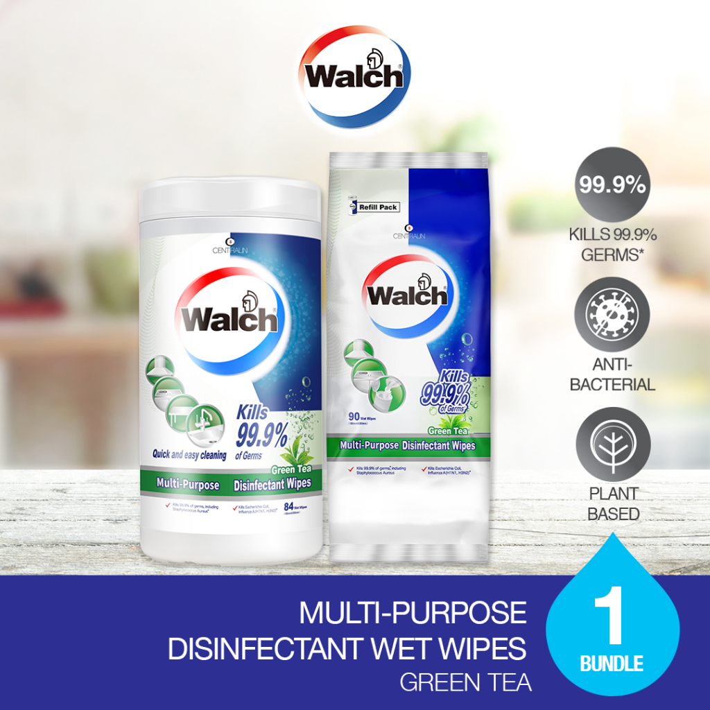 Walch® Multi-Purpose Disinfectant Wet Wipes 84pcs + Refill Pack 90pcs ...