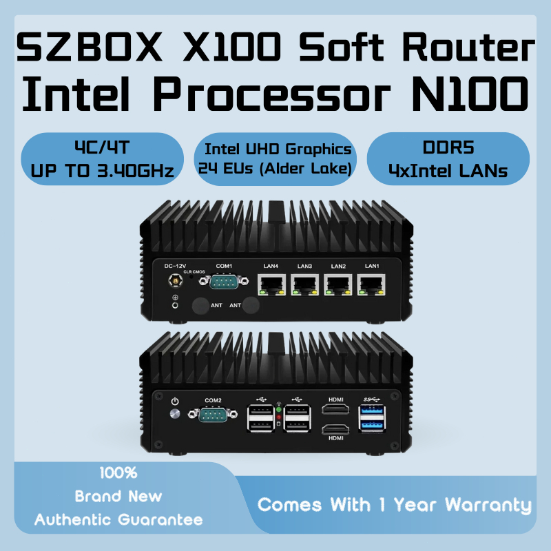 SZBOX X100 Soft Router Intel Processor N100 DDR5 4 Intel i226-V 2.5G ...