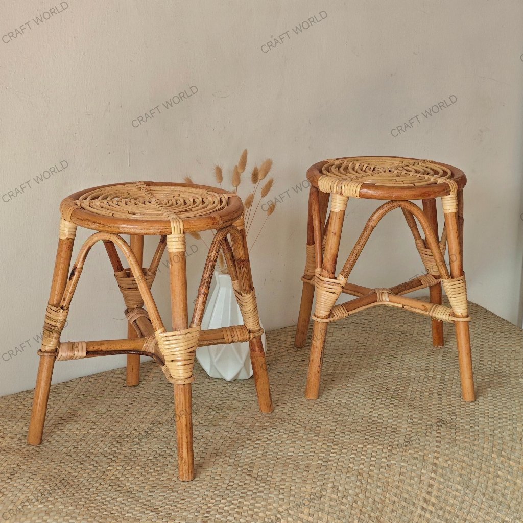 Bangku Rotan Tebal Kuat / SUPER Strong Rattan Stool / Kerusi Rotan ...