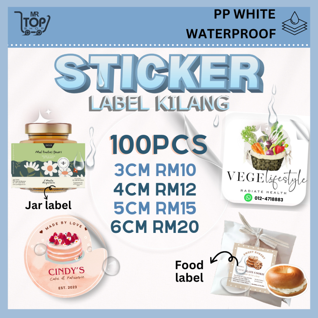100pcs minimum Waterproof Sticker💯Quality Custom Made Label Printing ...