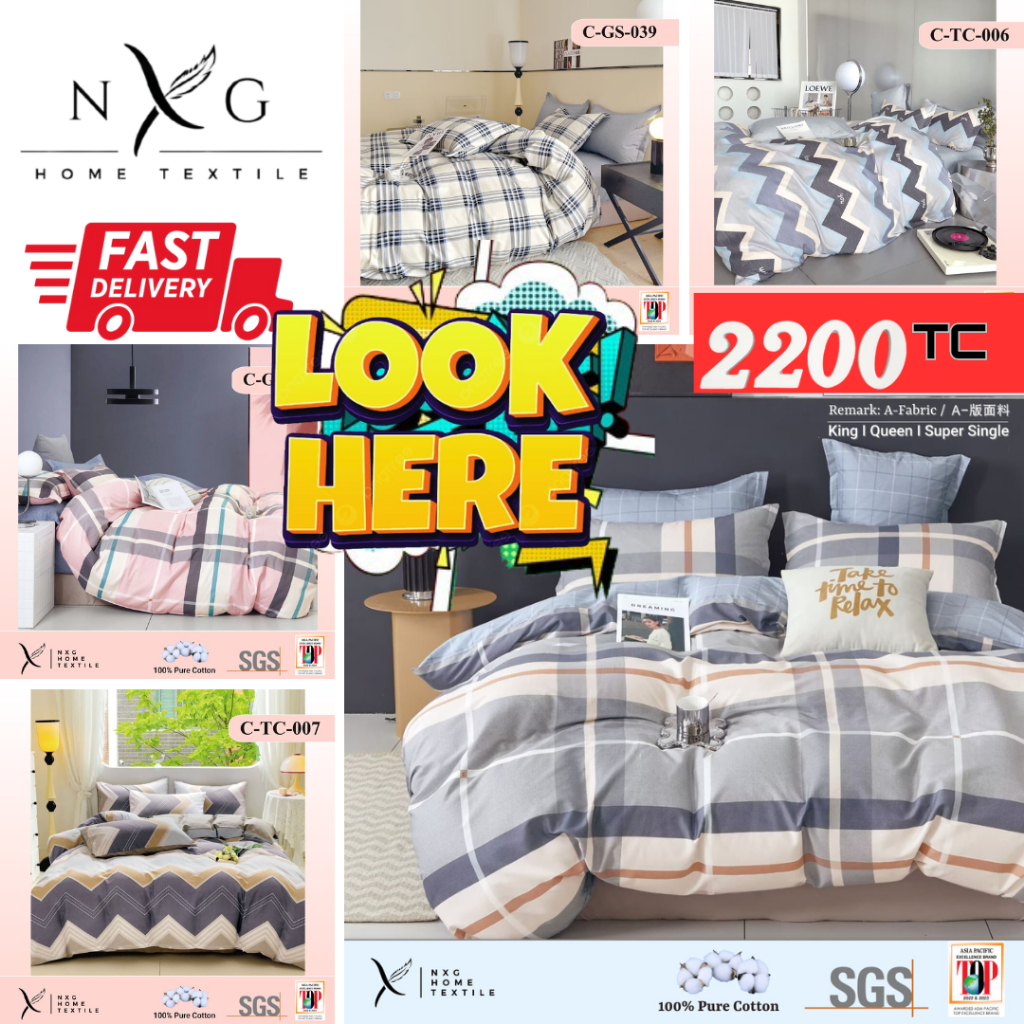 NXG 100% Pure Cotton 2200tc | Comforter Set | Super Single 4in1 ...