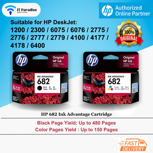 HP 682 BLACK/TRI-COLOR INK ADVANTAGE CARTRIDGE [100% ORIGINAL]/ HP ...