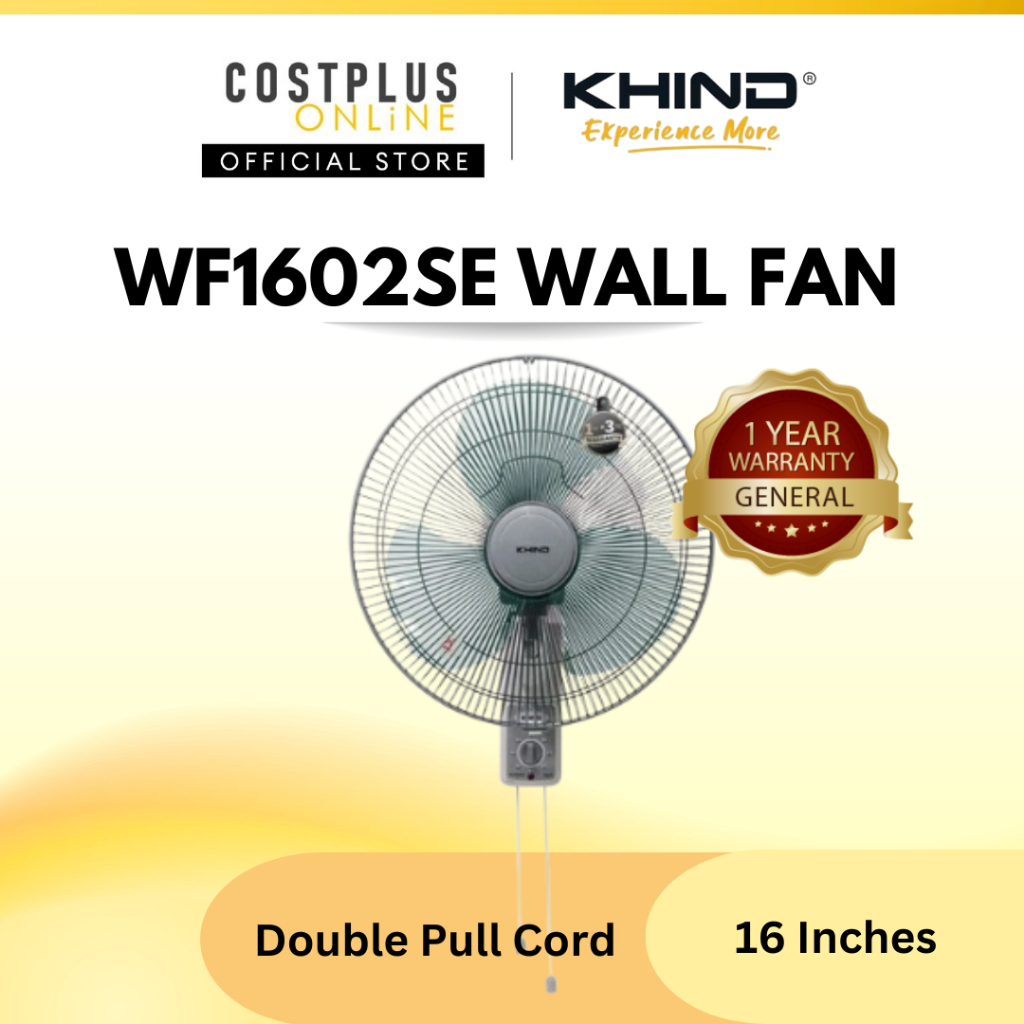 Khind WF1602SE WF16JR XMA-16WF 16" Wall Fan with 3 Speed Remote Control ...