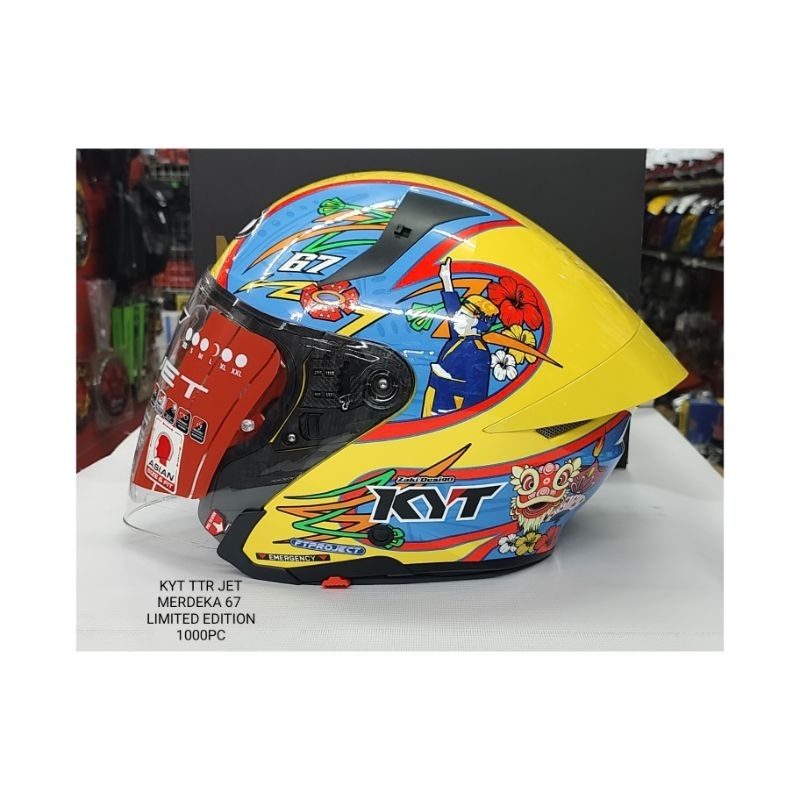 READY STOCK HELMET KYT TTR JET MERDEKA 67 LIMITED EDITION DOUBLE VISOR ...
