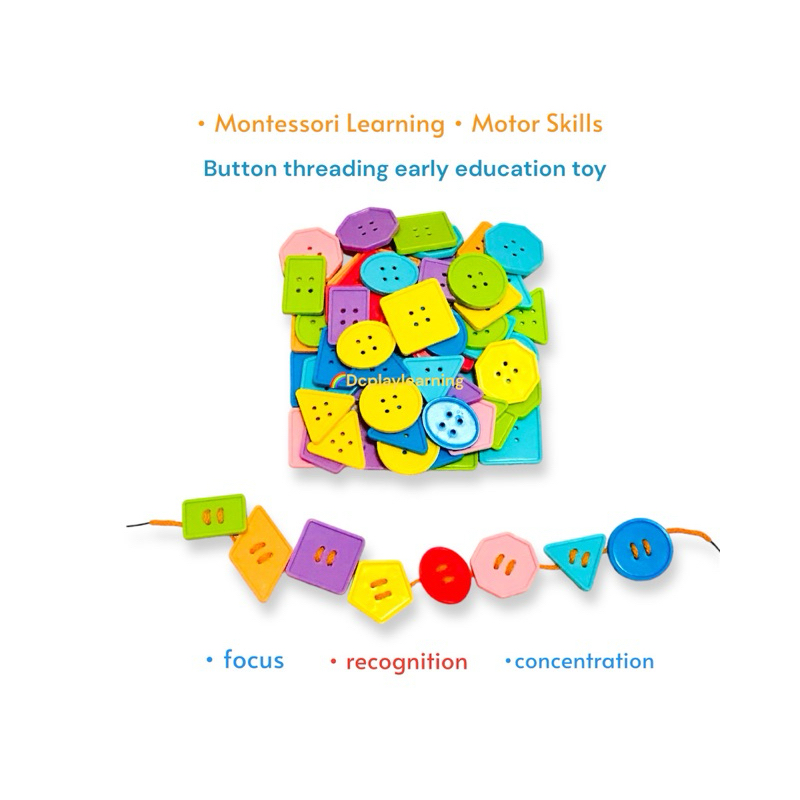 Big Button Threading Early Education Toy Fine Motor skills Learning ...
