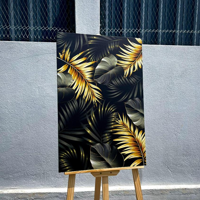 Frame Flower Abstract Golden Plant Leaves Bunga Keemasan Seni Hiasan ...