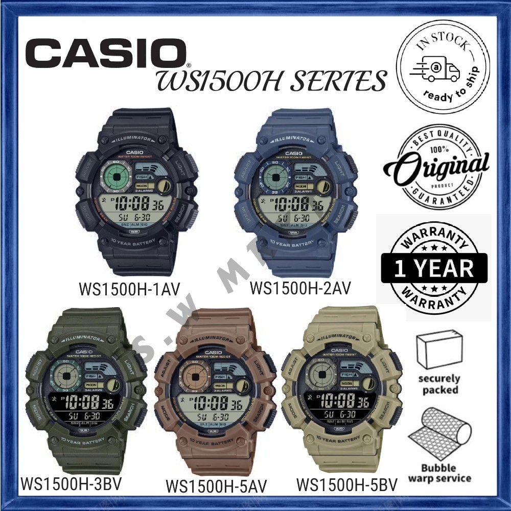 Casio WS-1500H-Series Sport Digital Fishing Gear Watch | Shopee Malaysia