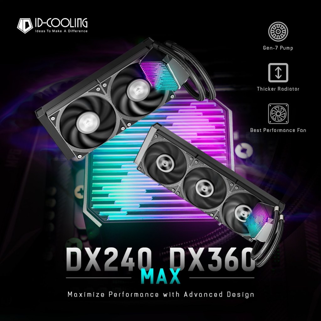 # ID-COOLING [ DX240 MAX / DX360 MAX ] - ARGB AIO Liquid CPU Cooler # [ BLACK / WHITE ] | Shopee ...