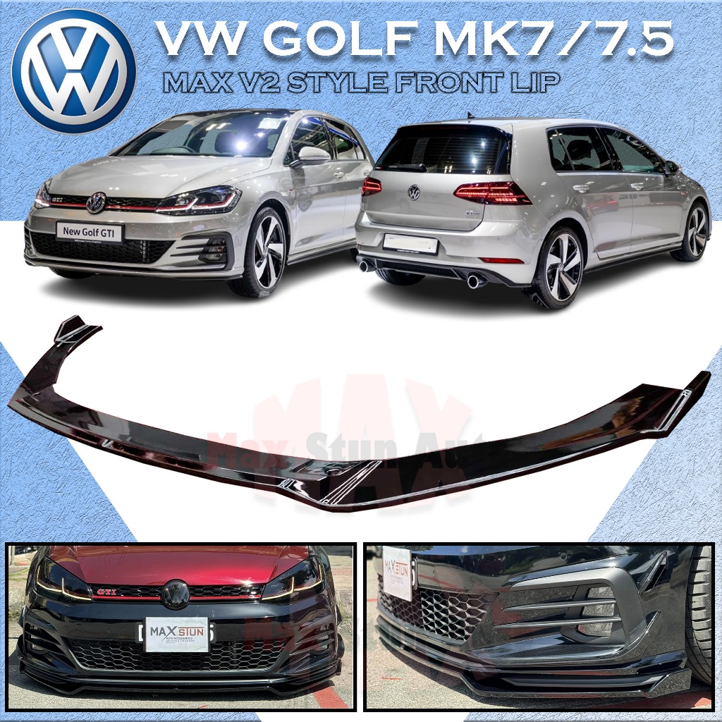 VOLKSWAGEN GOLF MK7 MK7.5 GTI R MAXTON V2 STYLE FRONT LIP LIP DEPAN ...