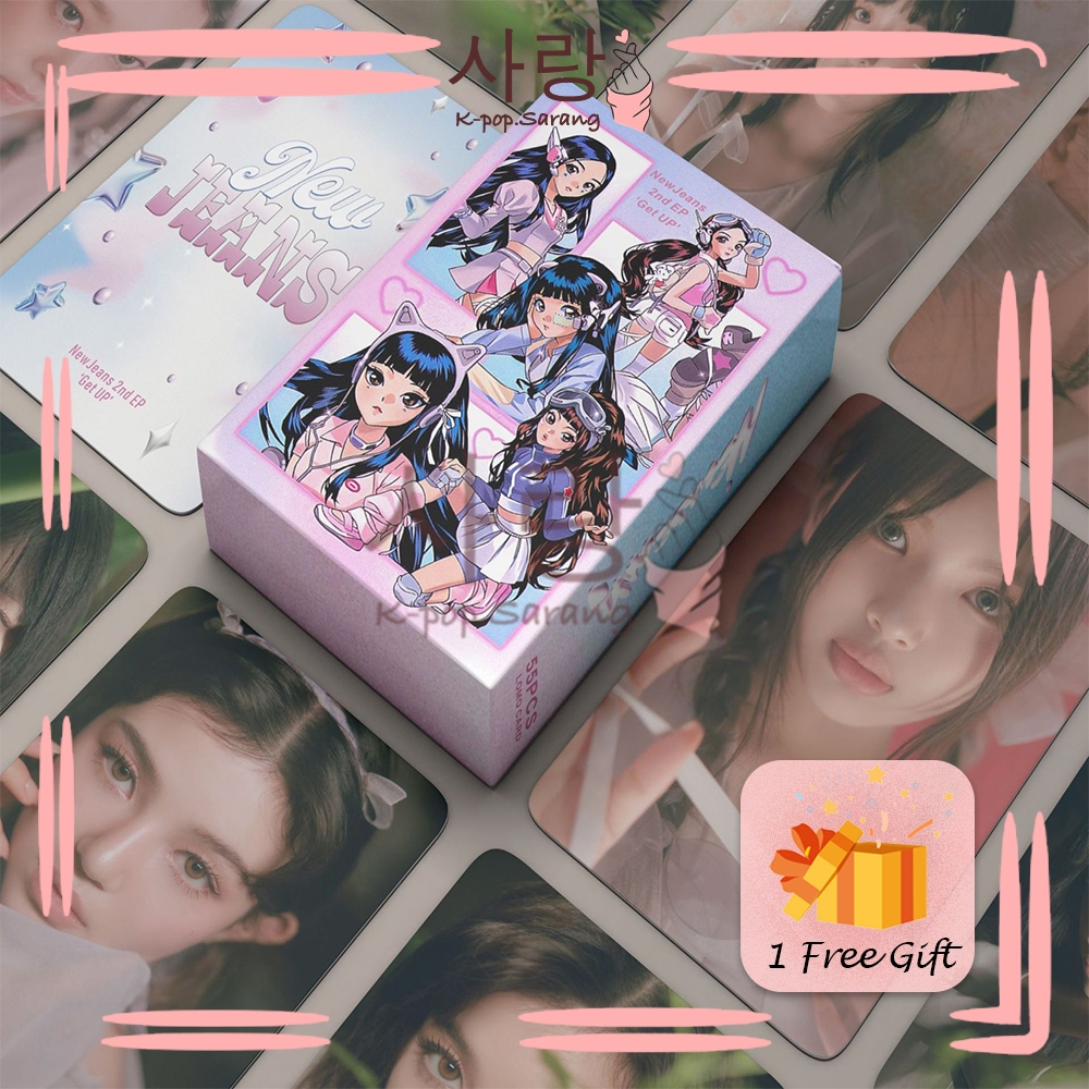 55pcs NJ《GET UP》Pink Cartoon LOMO Cards Set Collection Kpop Hanni ...
