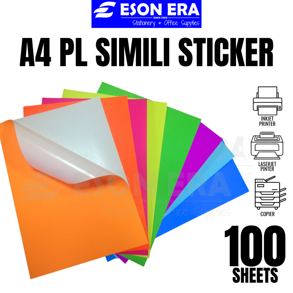 A4 Sticker Colour Simili / Matte Sticker 50sheets / 100sheets | Shopee ...