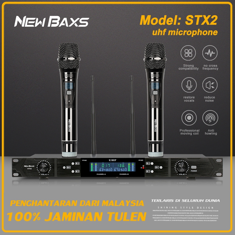 New Baxs Mikrofon tanpa wayar Satu menari Dua STX2 Handset tanpa wayar ...