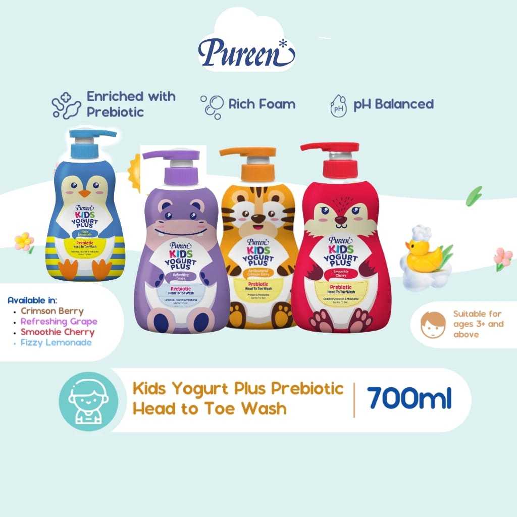 Pureen Kids Yogurt Plus Prebiotic Head to Toe Wash 700ML | Shopee Malaysia
