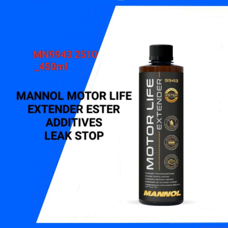 MANNOL 9943 MOTOR LIFE EXTENDER ESTER ADDITIVES 450ml Oil Leak Stop ...