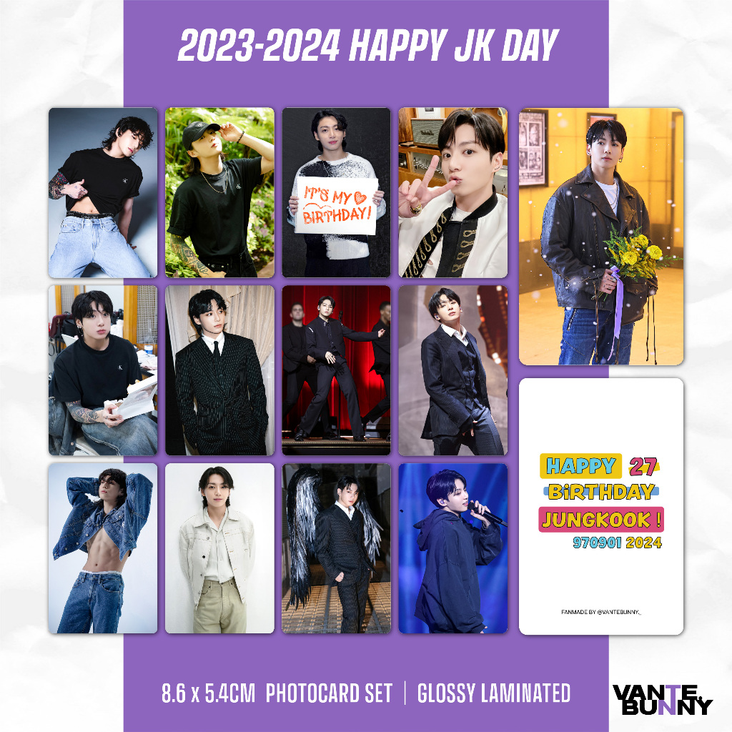 Happy JK Day Jungkook 2023 - 2024 Photocard - Fanmade Photo Card Set PC ...
