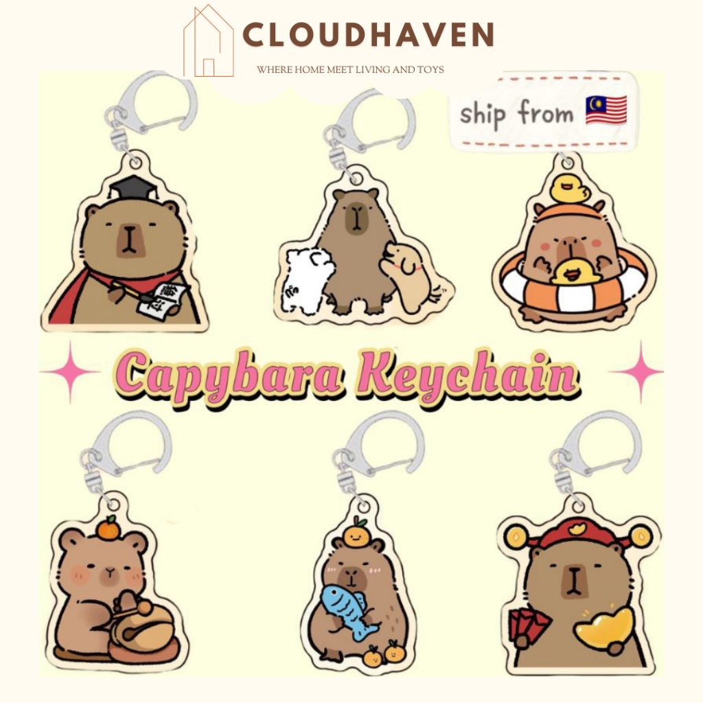 [Ready Stock] Capybara keychain cute capybara acrylic keychain couple ...