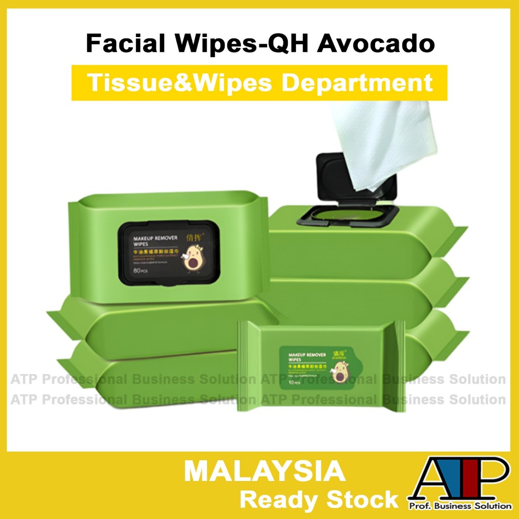 Tisu Muka 🧻 [80pcs] Facial Wipes Avocado Facial Wipes Makeup Remover ...
