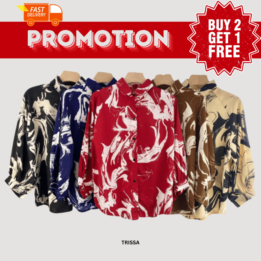 TRISSA PRINTED BLOUSE (U6775) | Shopee Malaysia