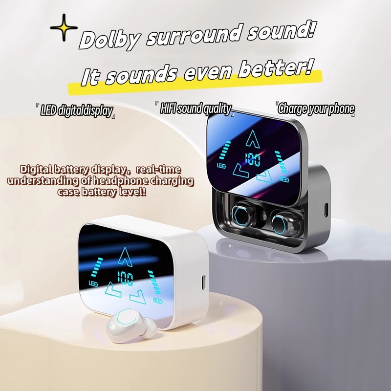 Tws Bluetooth Wireless Earphone Mirror Led Display Screen Bluetooth ...