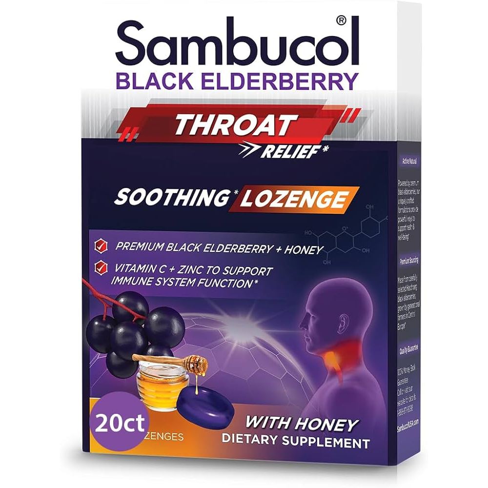 Sambucol Black Elderberry Lozenge with Honey Vitamin C + Zinc , 20 ...