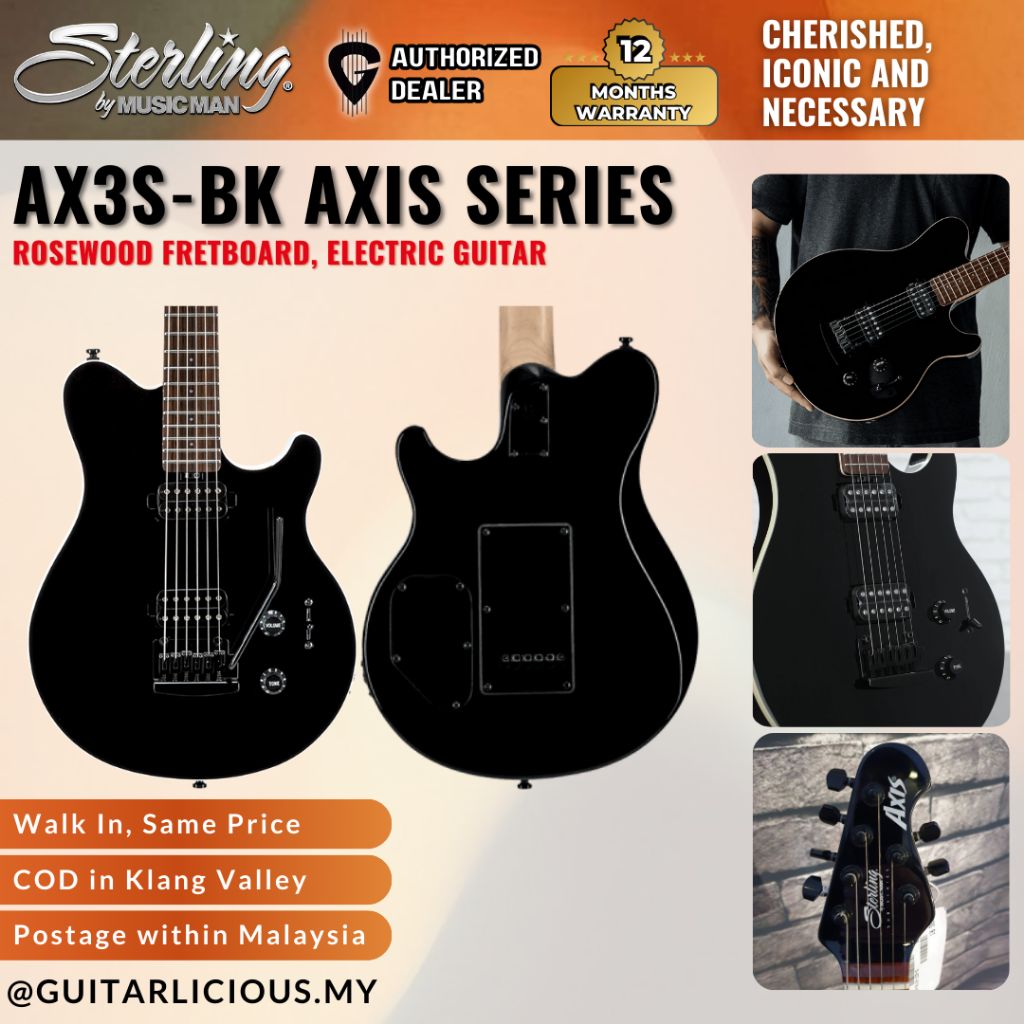 Sterling By Music Man AX3S-BK AXIS Series Electric Guitar - Black ...