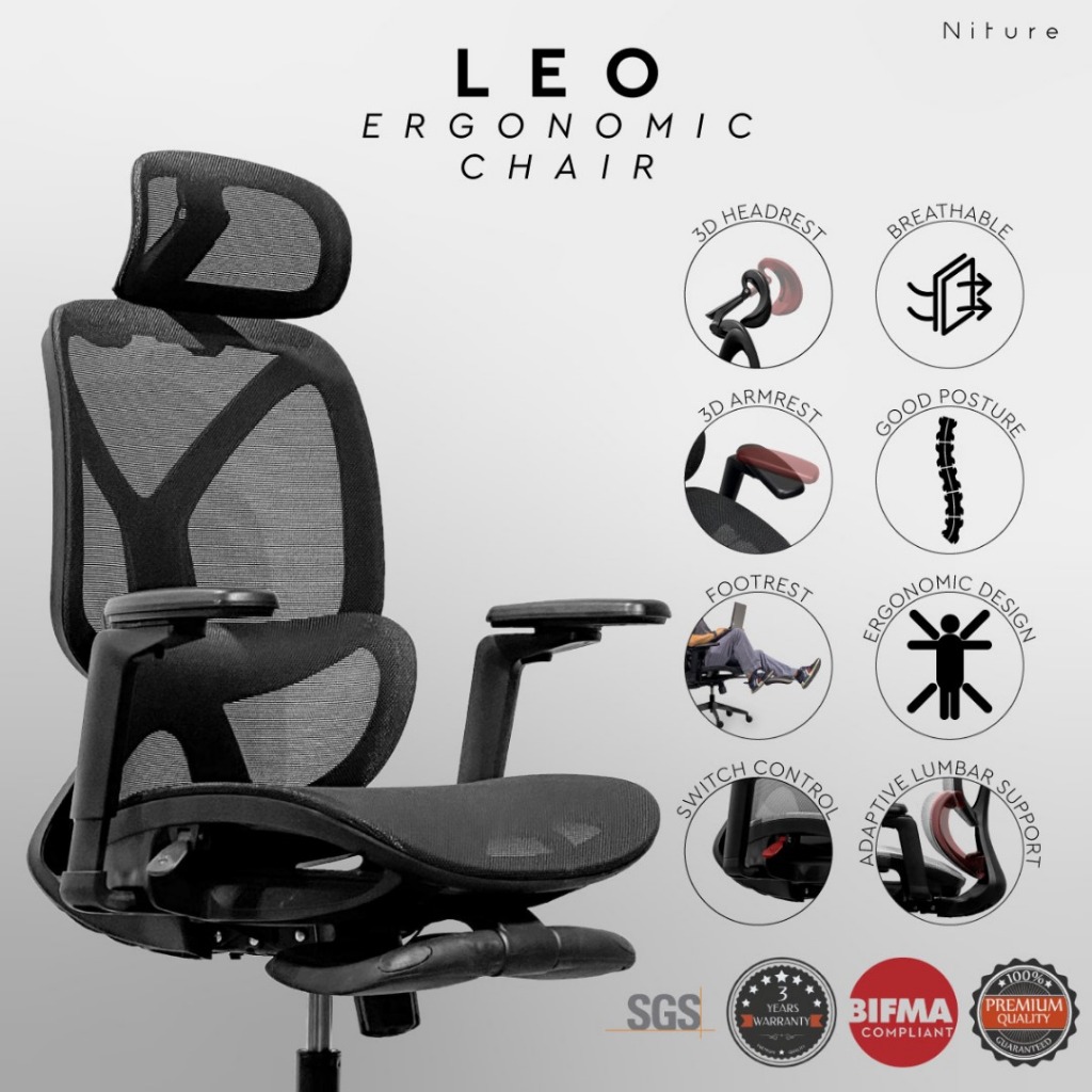 Niture LEO AIR Ergonomic Chair/Office Chair/Mesh Chair | Shopee Malaysia