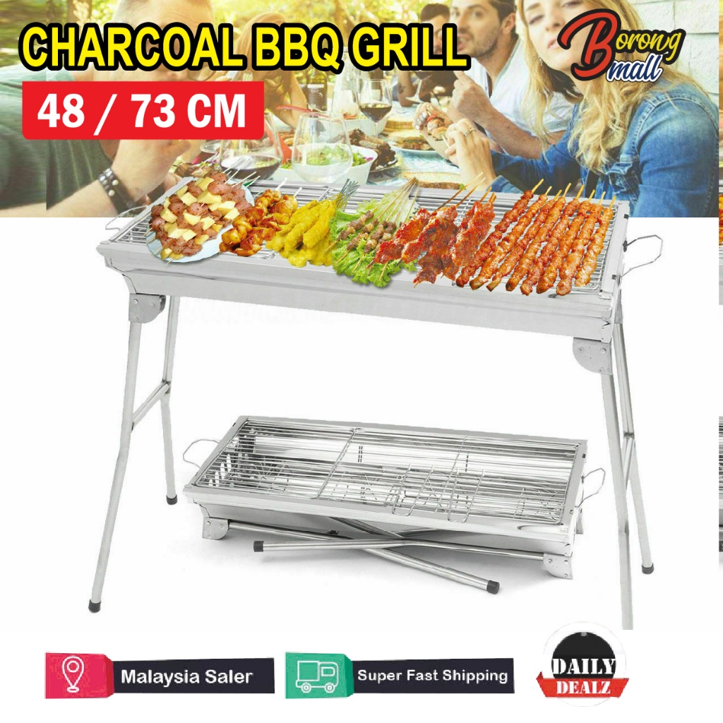 Stainless Steel Foldable Barbecue Grill Portable BBQ Charcoal Grill ...