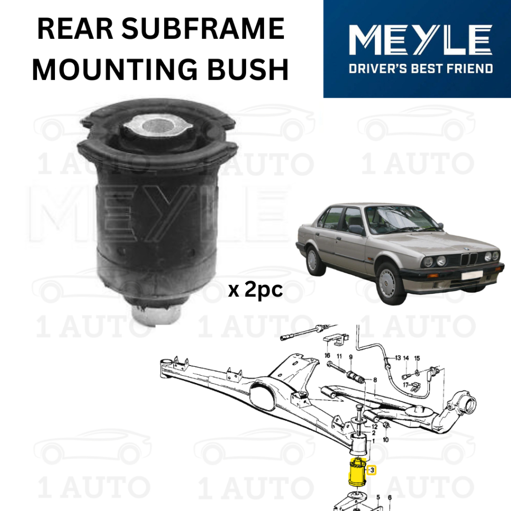 MEYLE GERMANY REAR SUBFRAME MOUNTING BUSH (2PC) BMW E30 | Shopee Malaysia