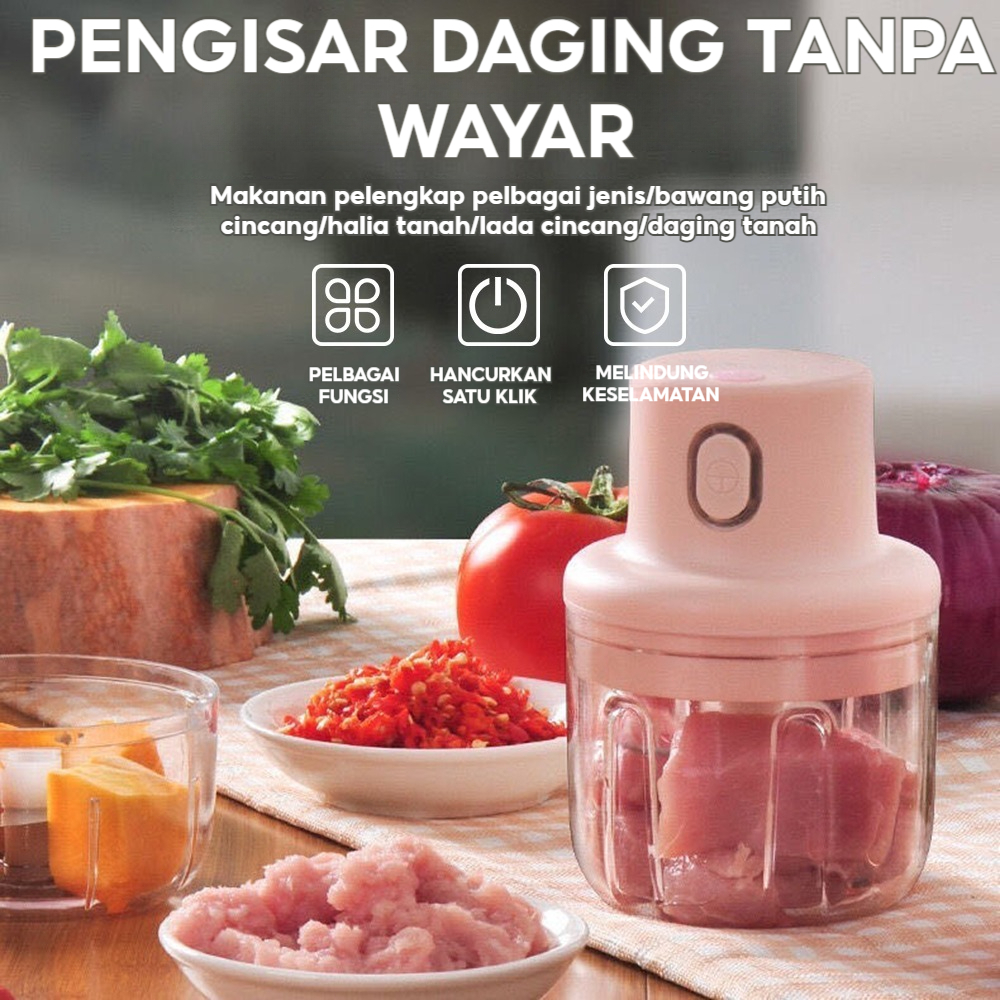 Rechargeable Small Meat Chopper Mini Chopper Cutter Grinder Pencincang ...