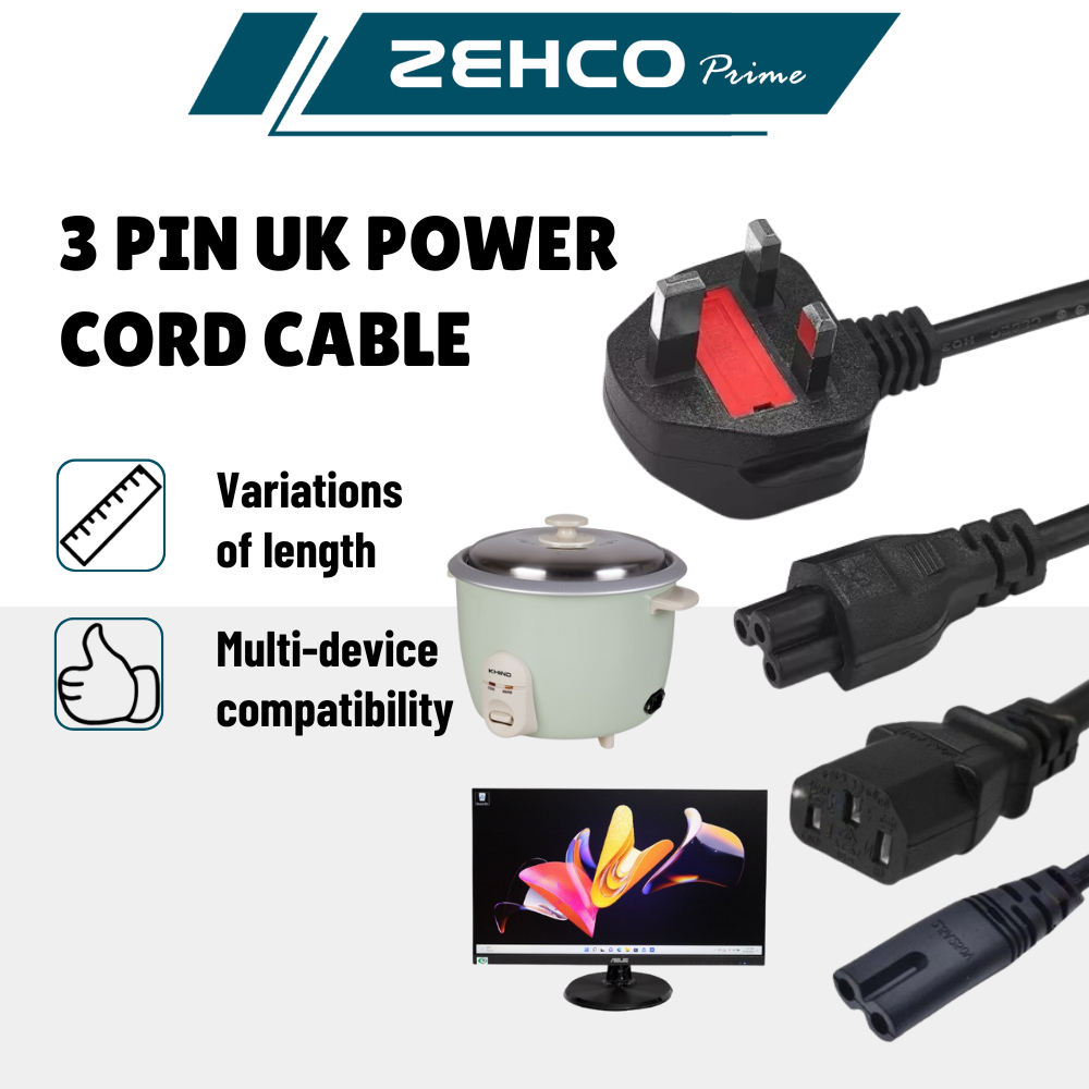 3 Pin UK Power Cord Cable 800W 1.2m/1.8m Malaysia Plug for Rice Cooker ...