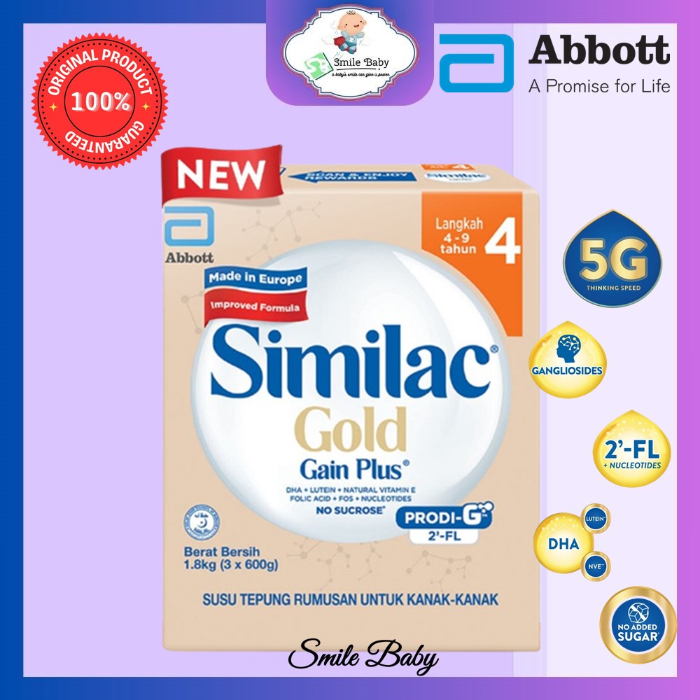 Similac Gold Gain Plus Step 4 Growing Up Milk for Faster Learning BIB ...