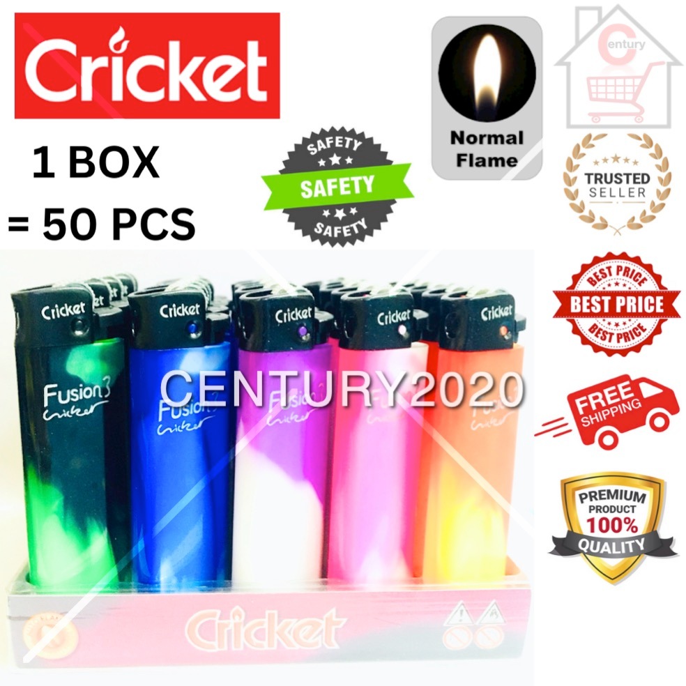 CRICKET Lighter Fusion Normal Flame Flint Disposable Gas Lighter 50pcs ...