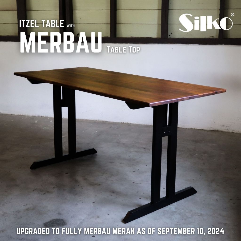 Itzel Table with MERBAU Tabletop 100% solidwood for working table study ...