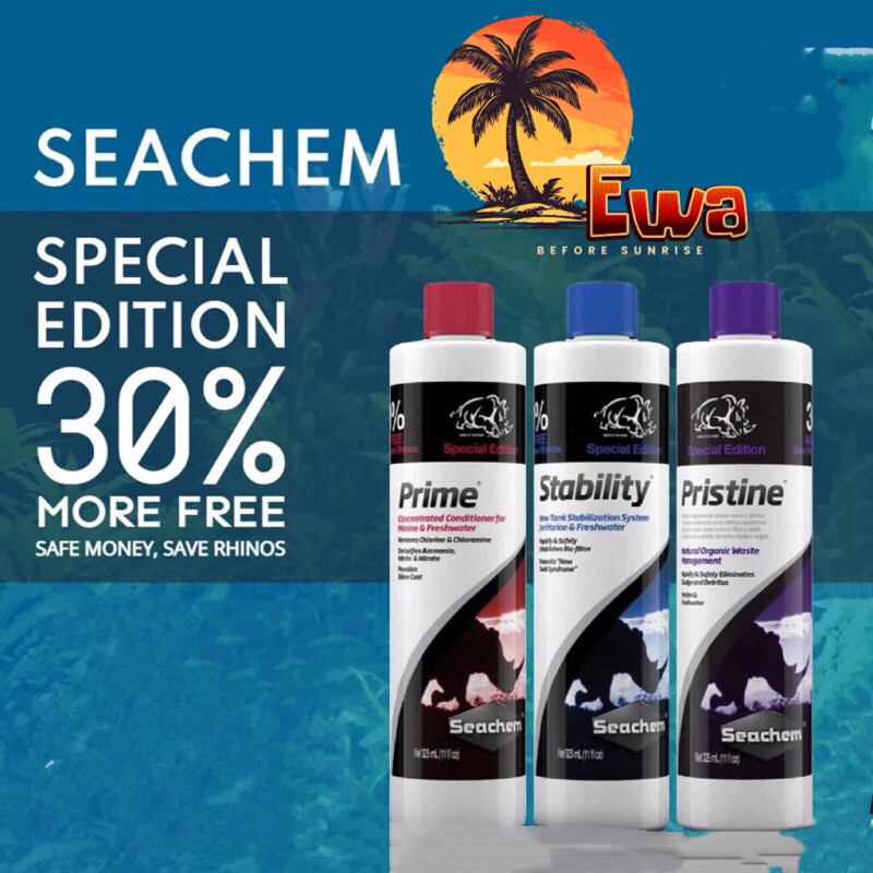 Bacteria Starter Co ditioner water Seachem Prime/ Stability/ Pristine/Clarity (325ml) 30% More ...