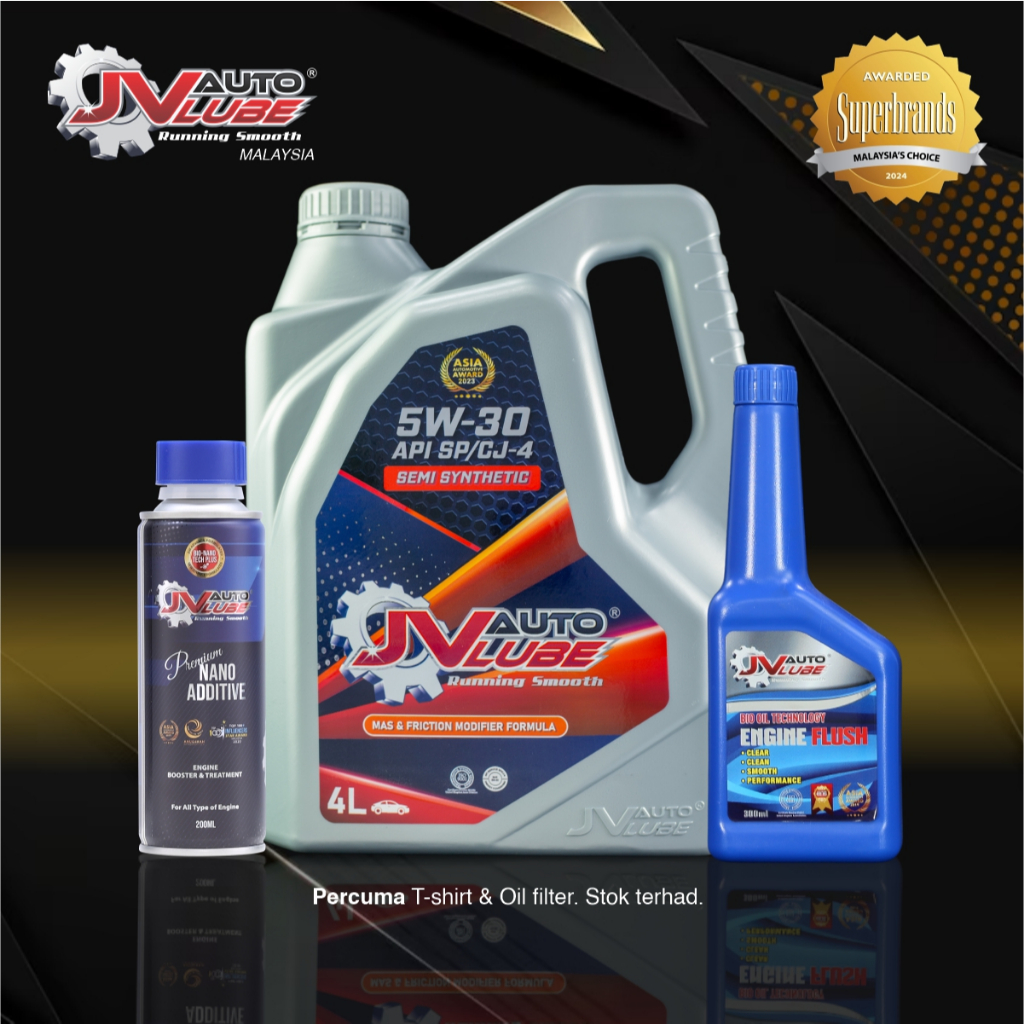 JV AUTO LUBE SET ENGINE OIL SEMI 5W-30 (4LITER) + ENGINE FLUSH(1BOTTLE ...