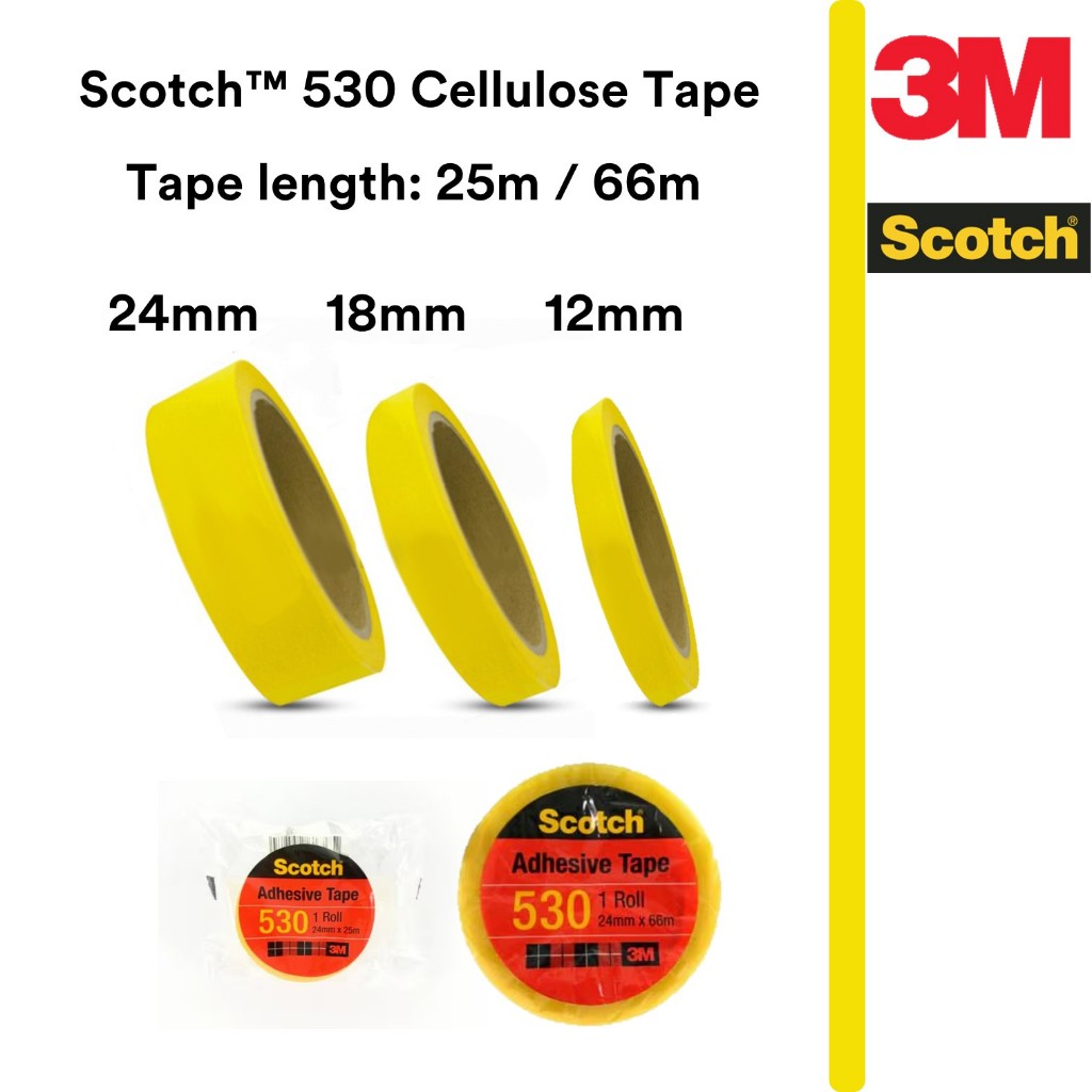 3M Scotch 530 Cellulose Adhesive Tape / OPP Tape / Cellulose Tape / Stationery Tape / Clear Tape ...
