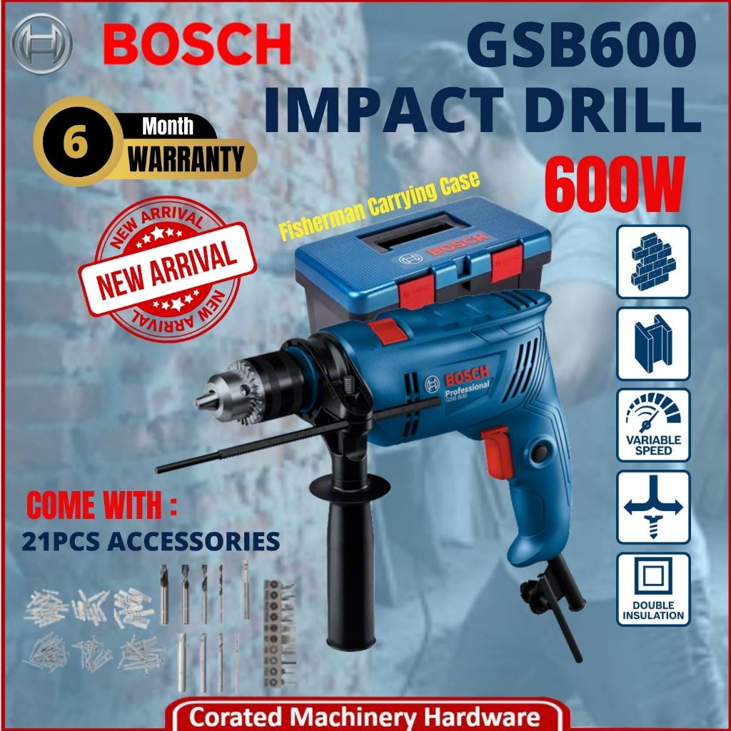 [ 2024 NEW] Bosch GSB600 GSB 10 RE 10mm Corded Impact Drill with 100PCS ...