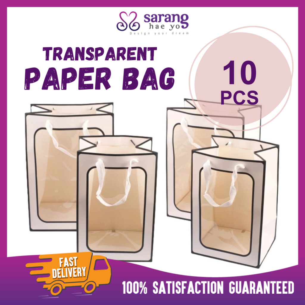 Pvc Transparent Kraft Window Paper Bag Beg Goodies Kertas Jernih Paper ...