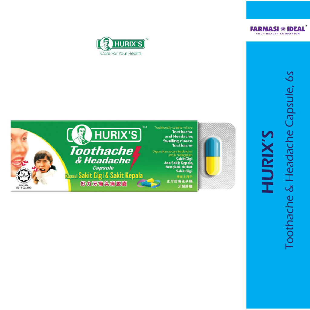 HURIX'S Toothache & Headache Capsule, 6's | Shopee Malaysia