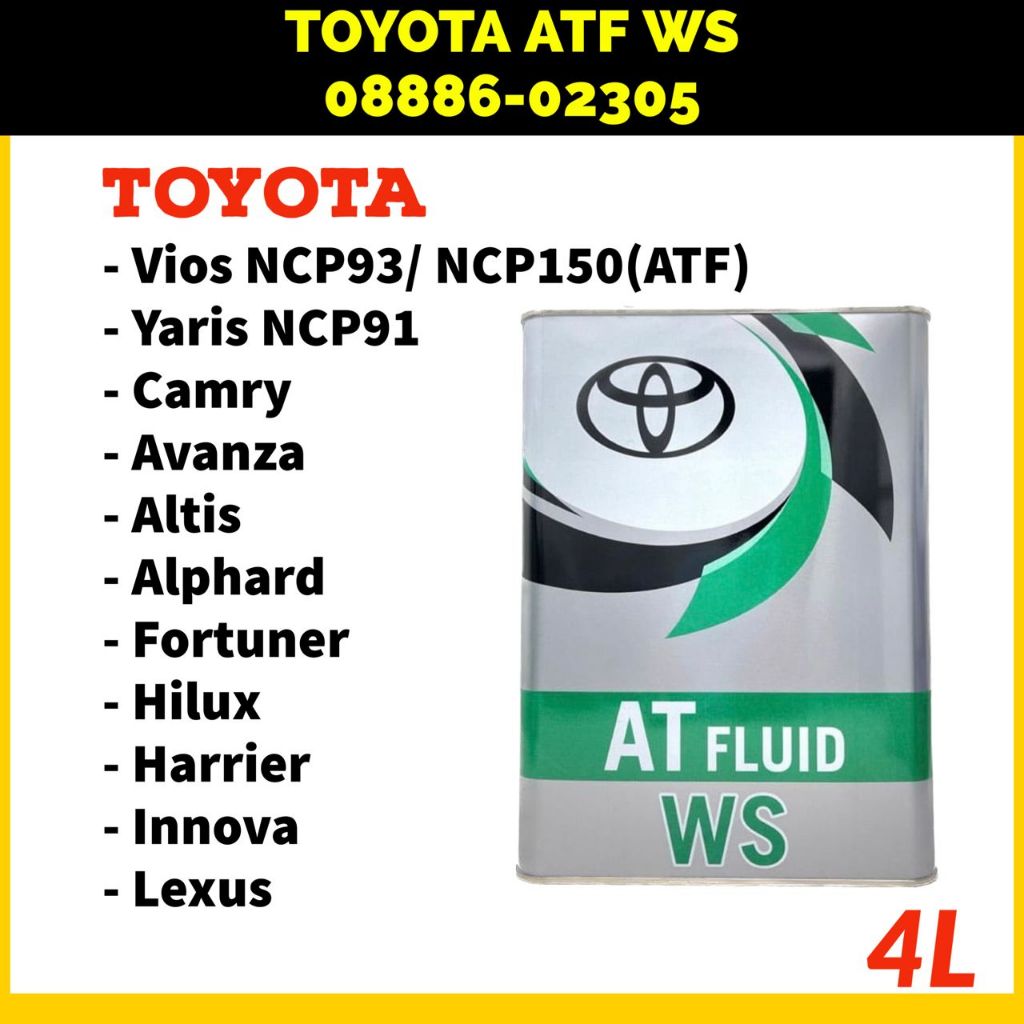【100% ORIGINAL】TOYOTA AUTOMATIC TRANSMISSION FLUID ATF WS (4L) (08886 ...