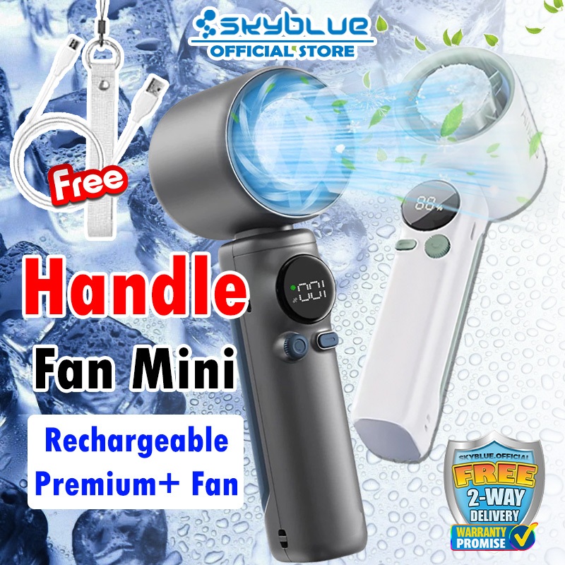 Skyblue Mini Rechargeable Hand Fan LED Display With Potable Handheld ...