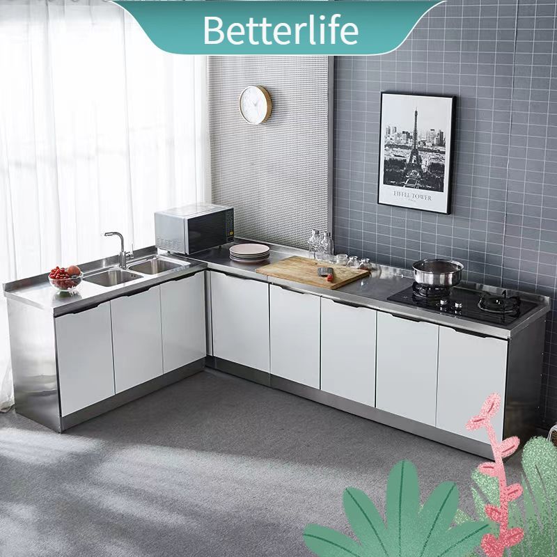 Kitchen Cabinets with Drawers Stainless Steel Stove Cupboard Almari ...