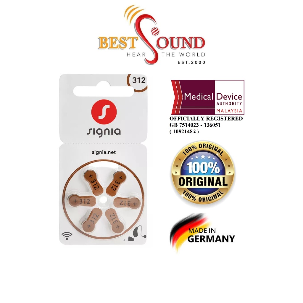 Size 312 EXP: 6/2029 Siemens/ Signia Hearing aid battery/ bateri alat ...
