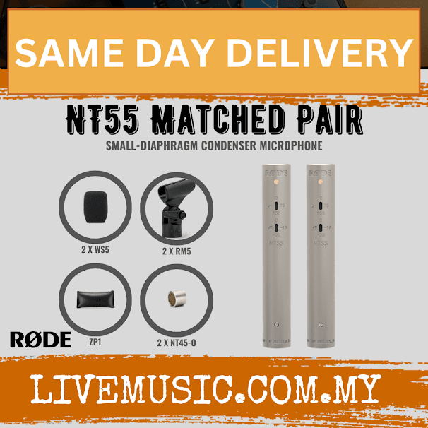 Rode NT55 Compact Condenser Microphone with Interchangeable Capsules - Matched Pair ( NT-55 ...