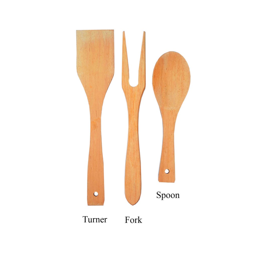 Wooden Cooking Utensils Turner Rice Spoon Fork / Sudip Kayu Penyedok ...