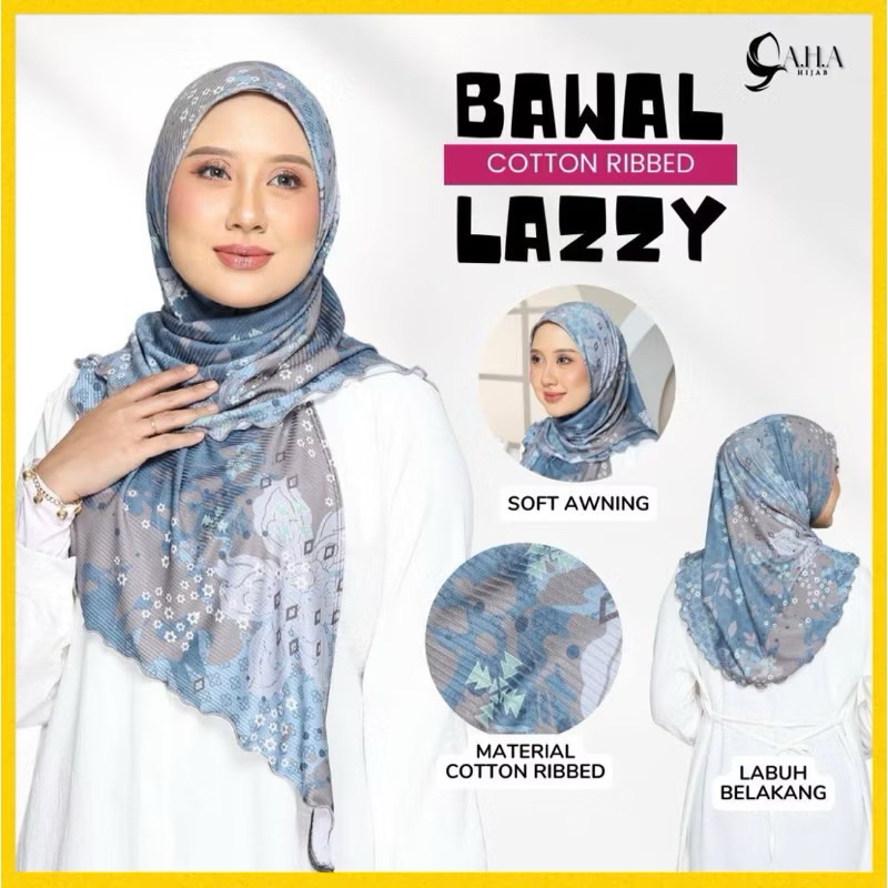 Tudung bawal instant lazy bidang 45 bercorak bawal segitiga siap jahit ...