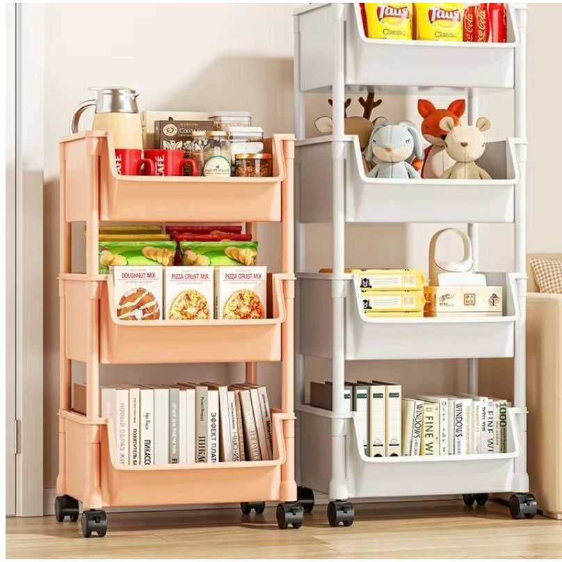 With Wheels Multi-Layer Storage Rack Movable Book Shelf Rack Household ...