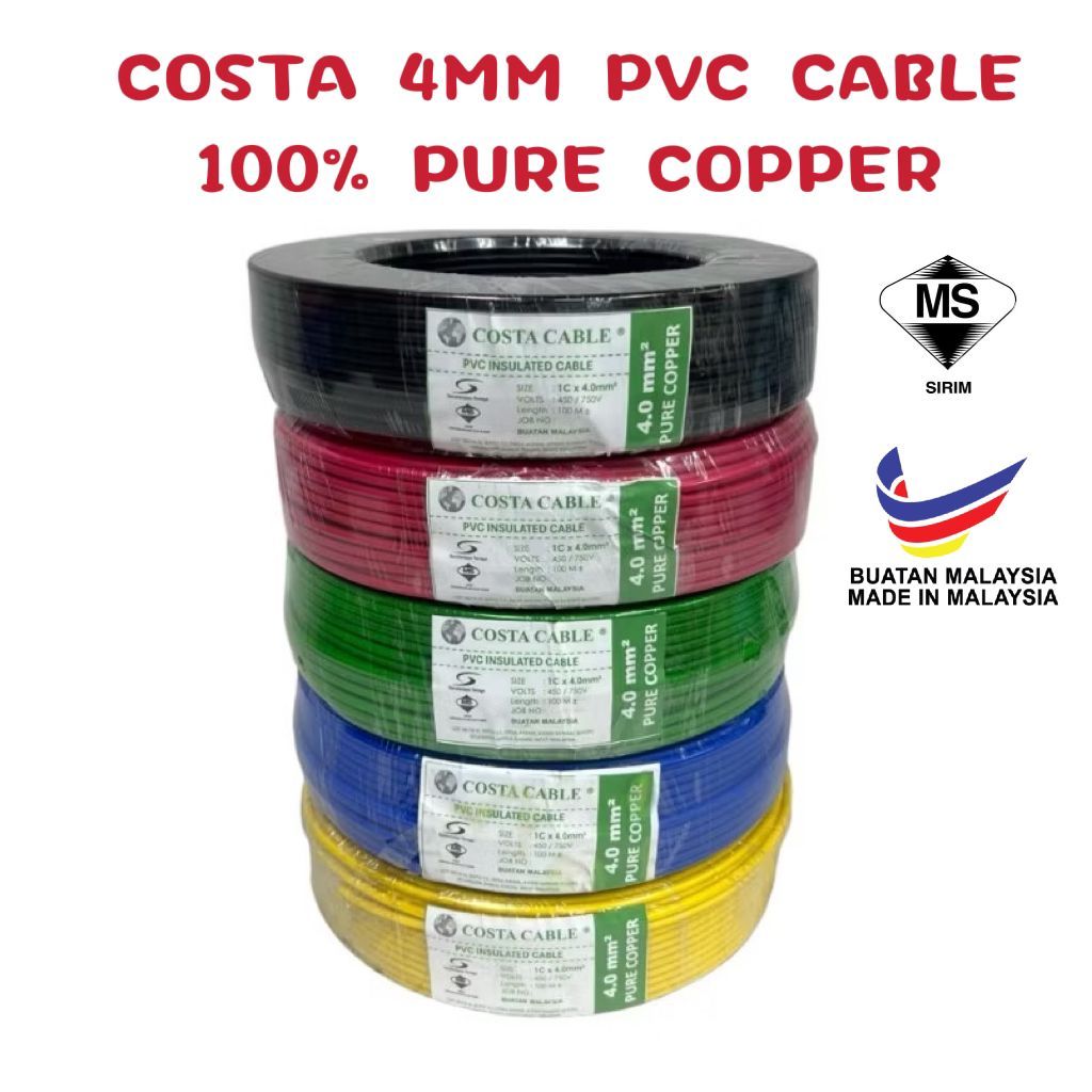 【READY STOCK】COSTA KABLE PVC 4MM CABLE 100% PURE COPPER | Shopee Malaysia